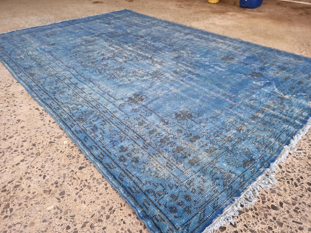 6x9 Light Blue Overdyed Turkish Area Rug,vintage Wool Carpet, Handwoven ...