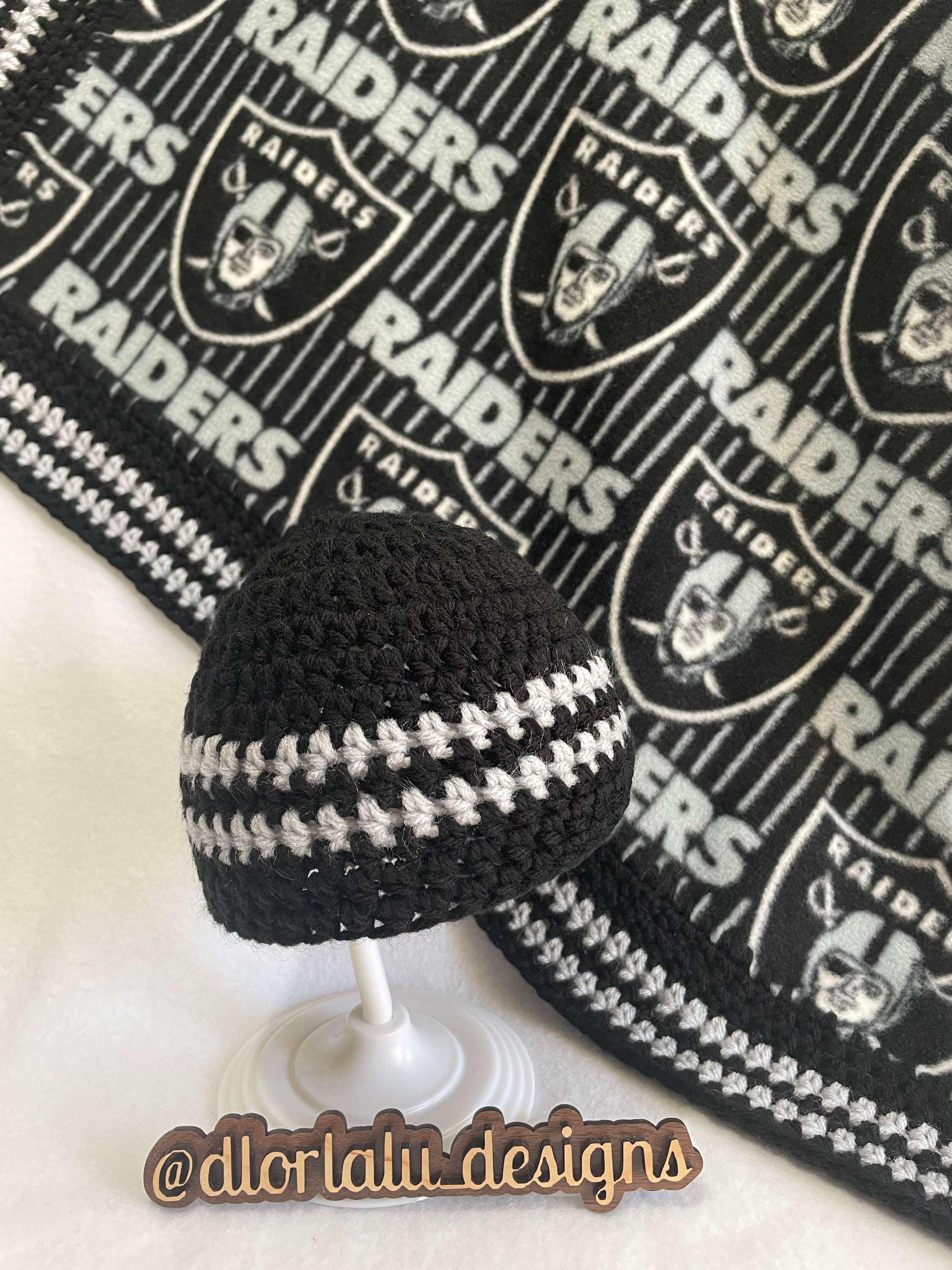 Raiders Baby Blanket Handmade Crochet on Fleece, Baby Shower Gift Set ...