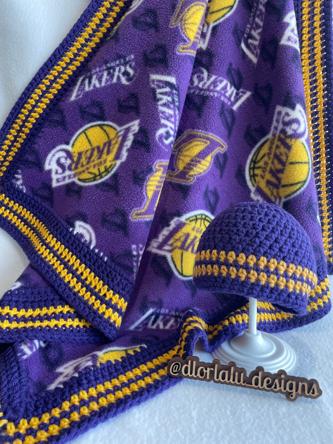 Los Angeles Lakers Crochet Blanket, Lakers Baby Gift Set, Basketball ...