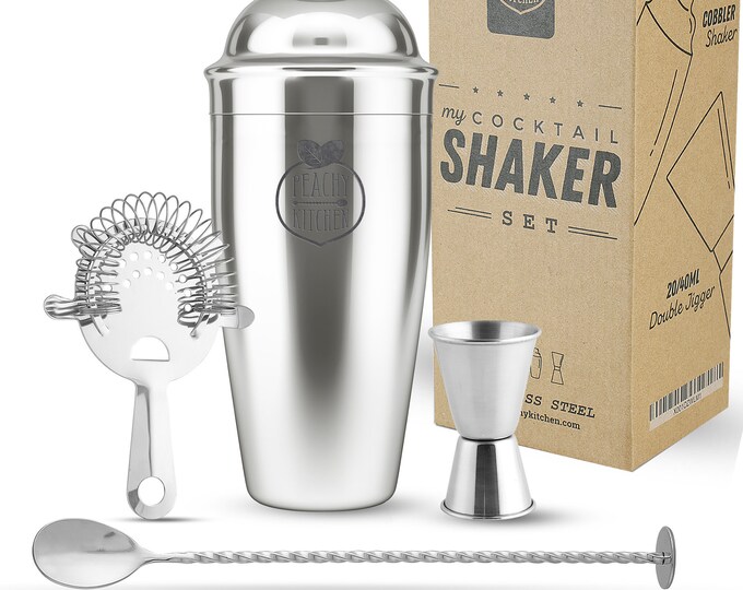 Cocktail Shaker Gift Set - Cocktail Kit Comes With Shaker Bottle ...