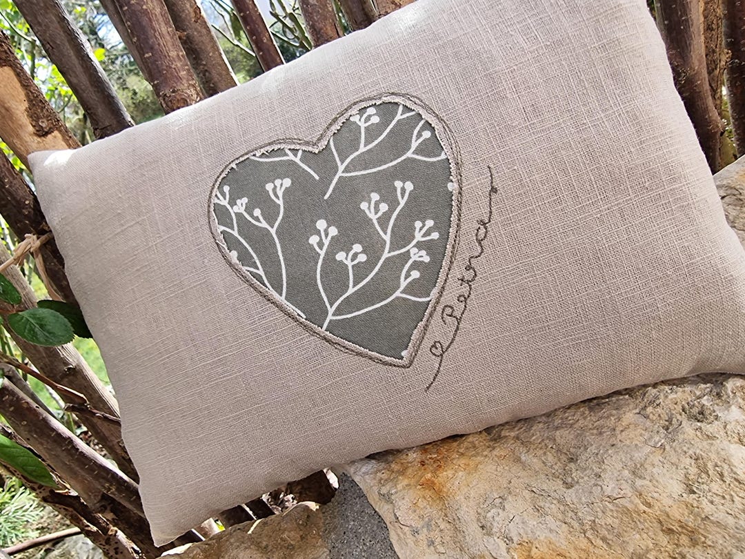 Swiss Pine Pillow Made From Organic Linen With a Heart Appliqué ...