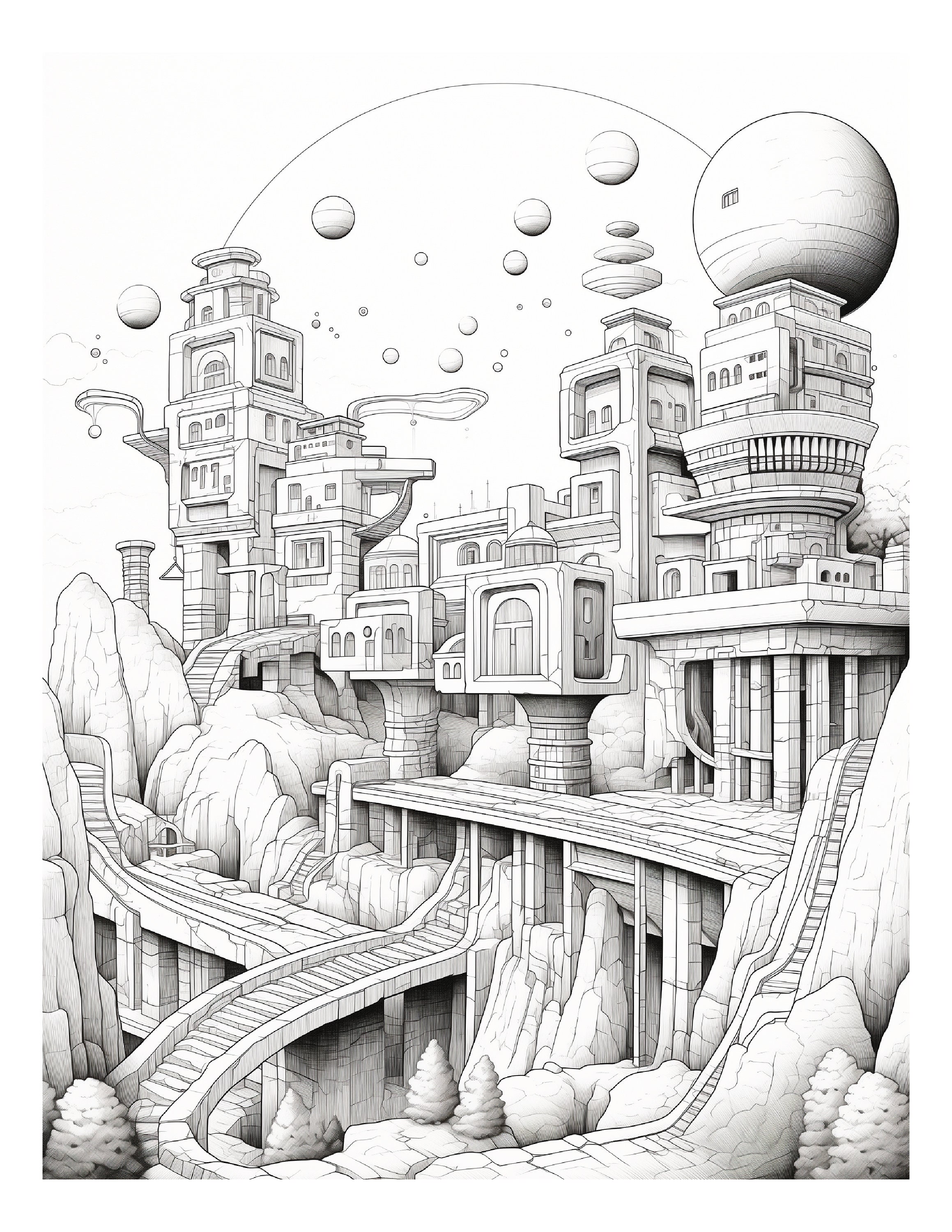 Future Ruins Coloring Pages - Etsy