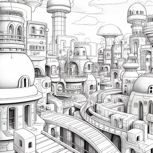 Future Cities Coloring Pages - Etsy