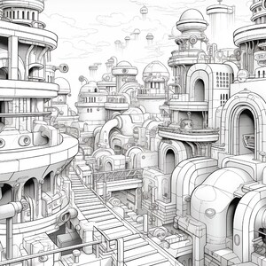 Future Cities Coloring Pages - Etsy