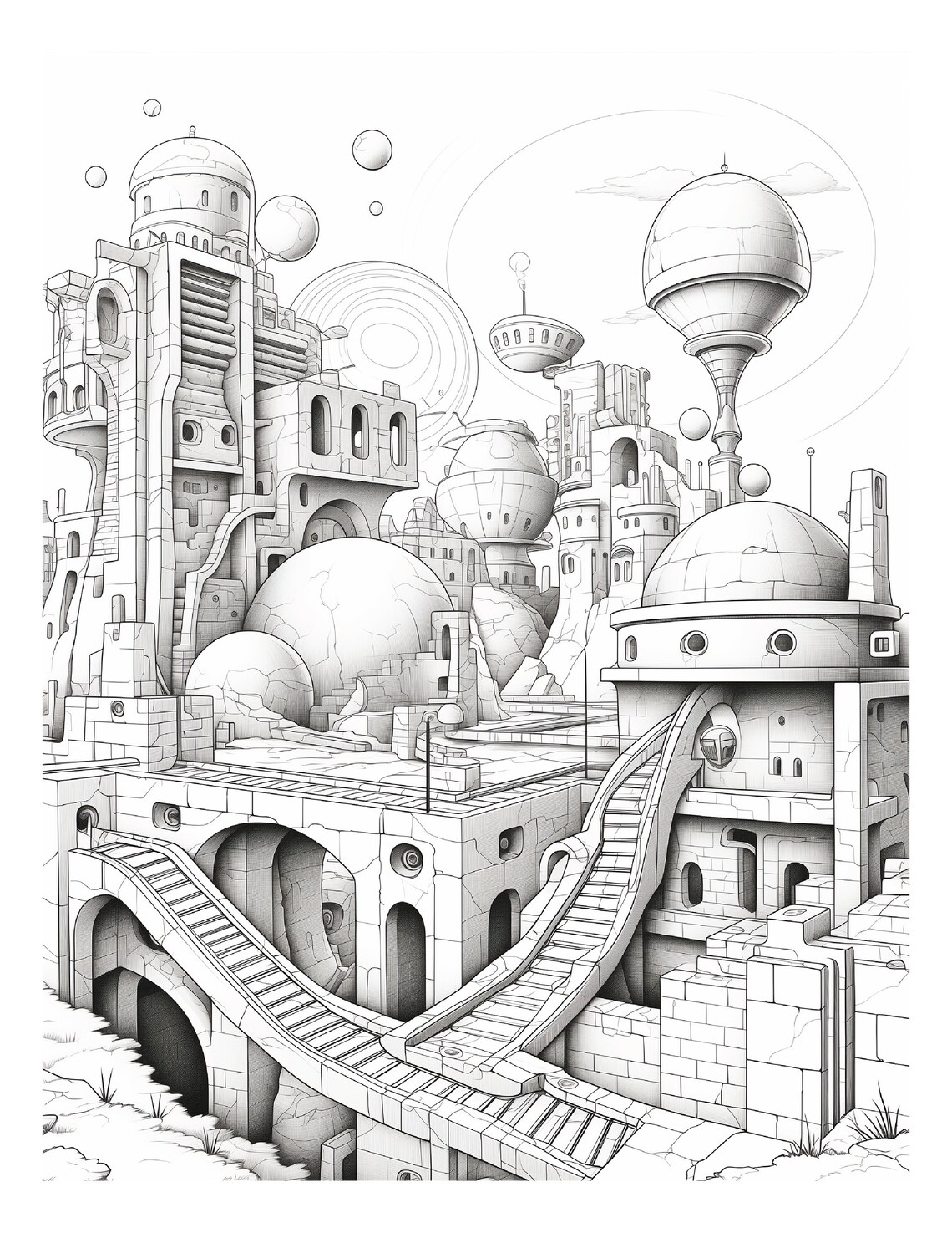 Future Ruins Coloring Pages - Etsy