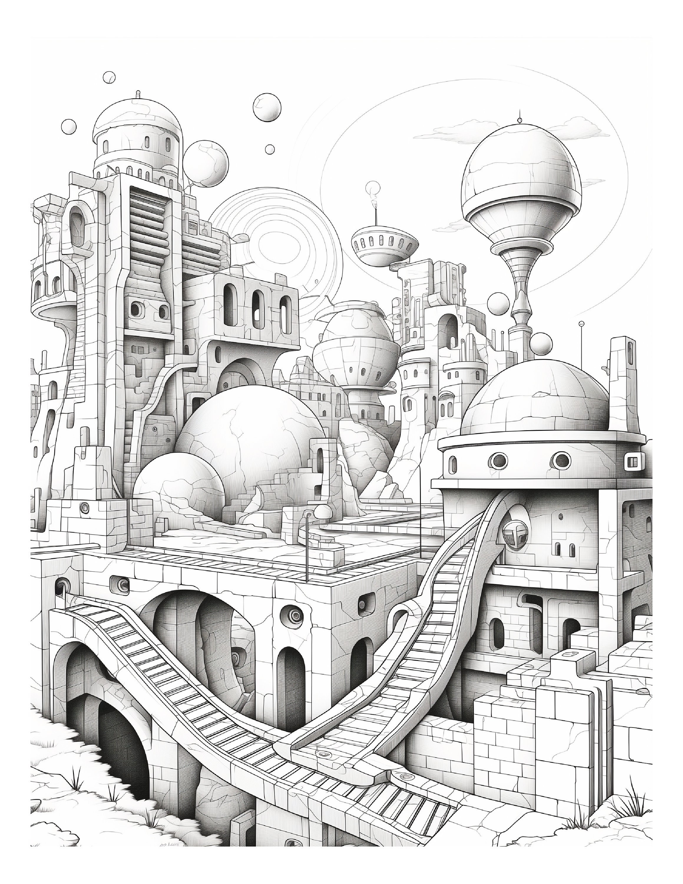 Future Ruins Coloring Pages - Etsy