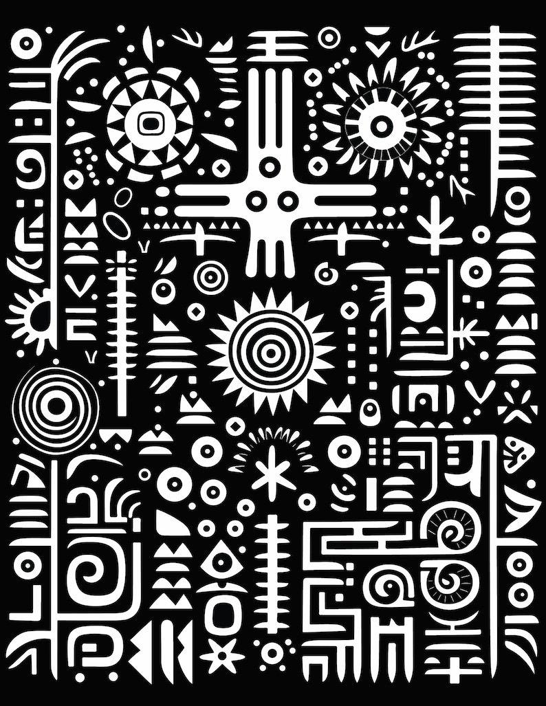 Tribal Shapes & Symbols Coloring Pages - Etsy