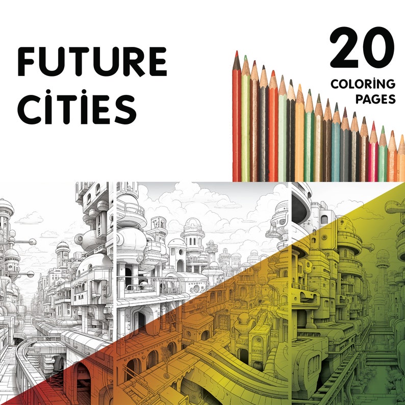 Future Cities Coloring Pages - Etsy