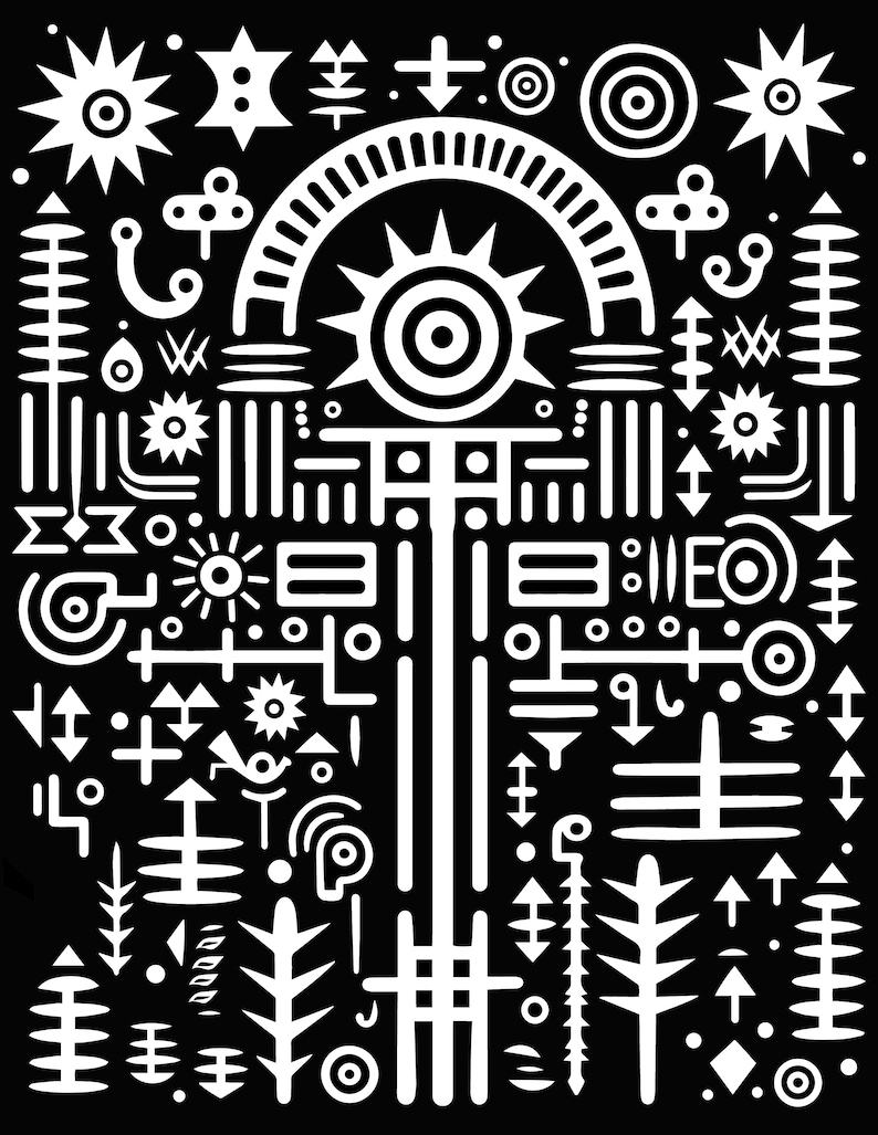 Tribal Shapes & Symbols Coloring Pages - Etsy
