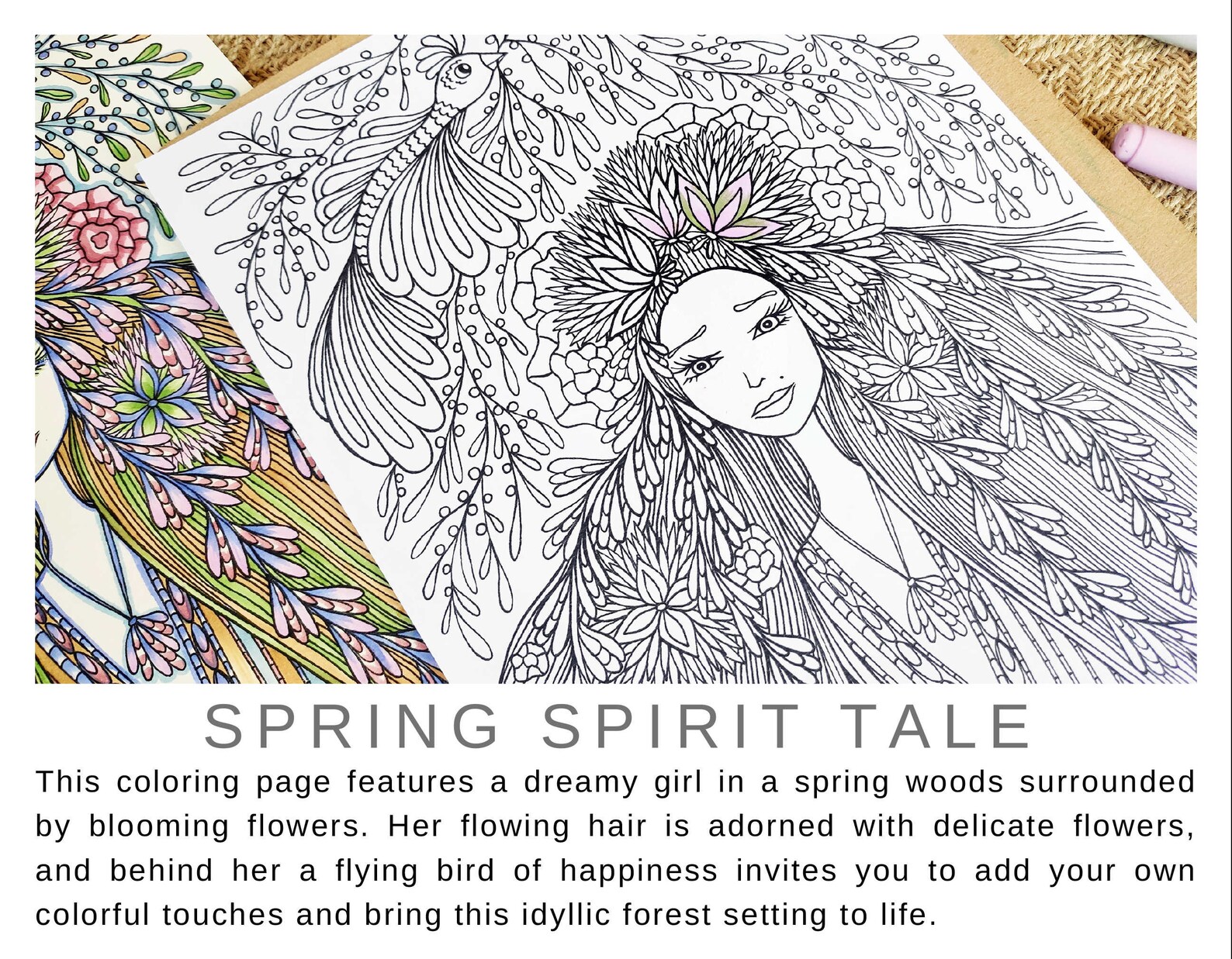 Mavka Printable Fairy Girl Coloring Page for Adult Spring - Etsy