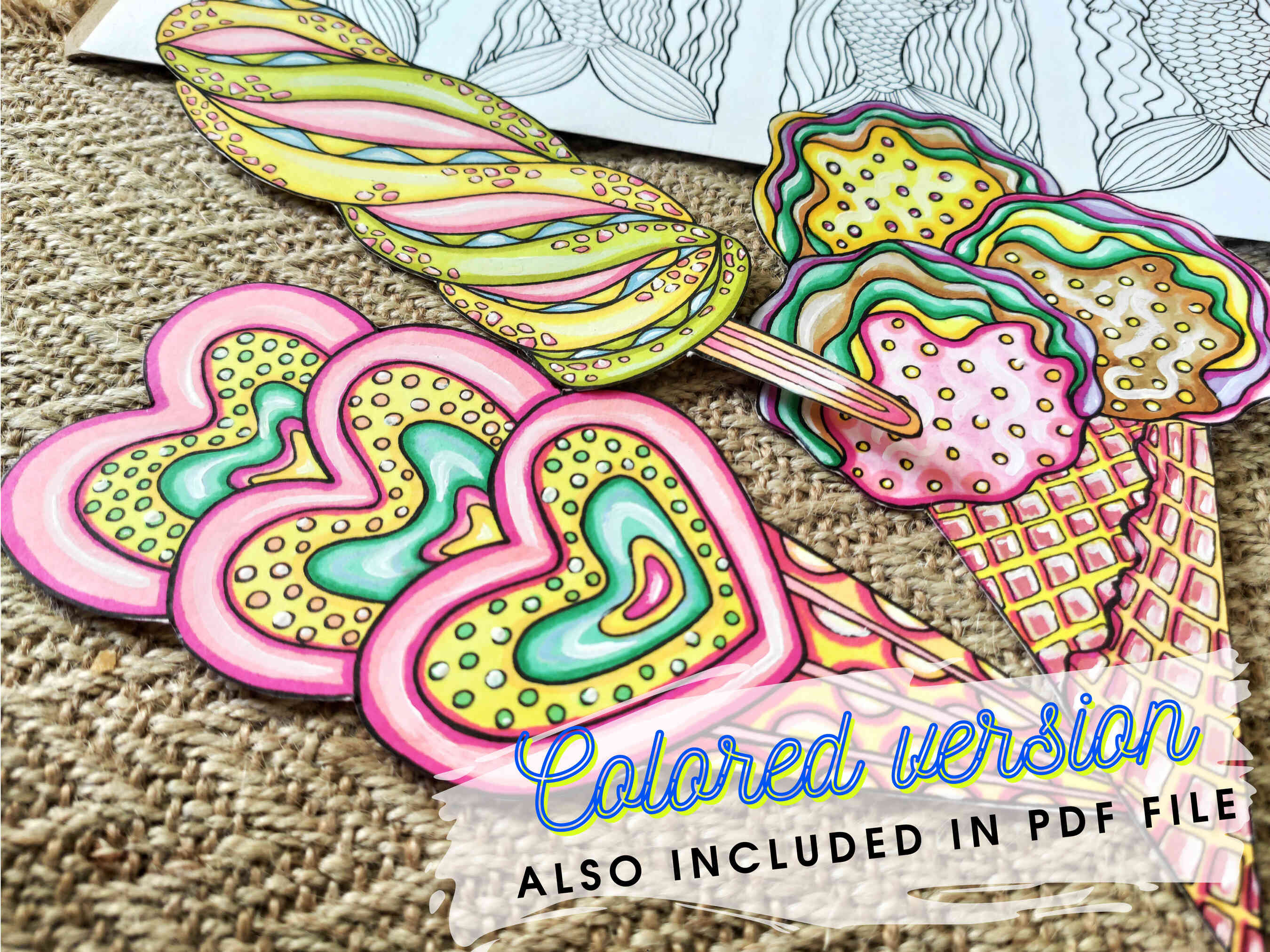 Sweet Ice Cream Printable Coloring Page for Kids and Adults - Etsy