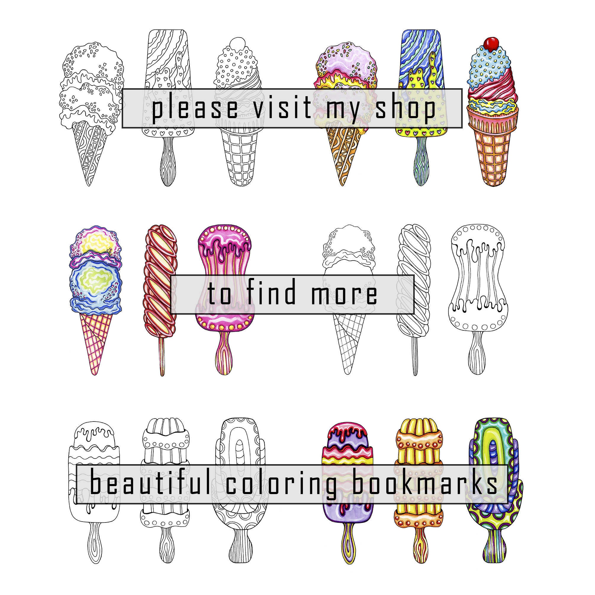 Sweet Ice Cream Printable Coloring Page for Kids and Adults - Etsy