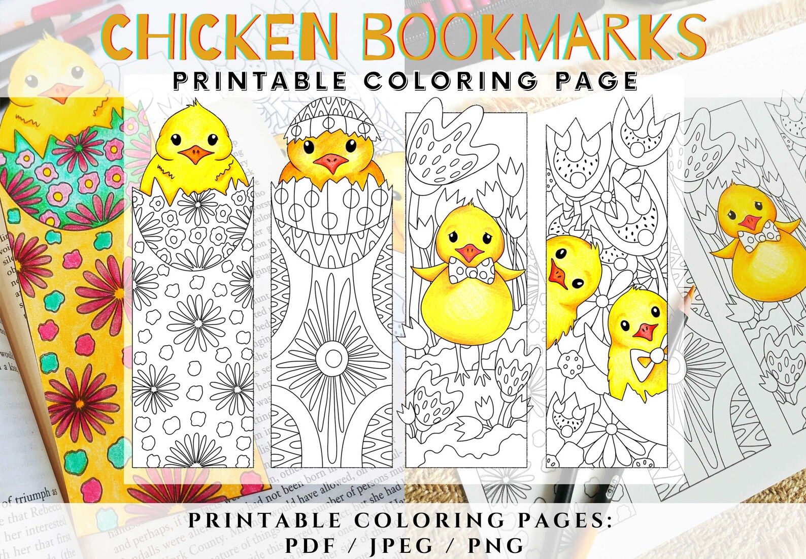 Printable Easter Bookmarks Coloring Page, DIY Easter Chicken Coloring ...