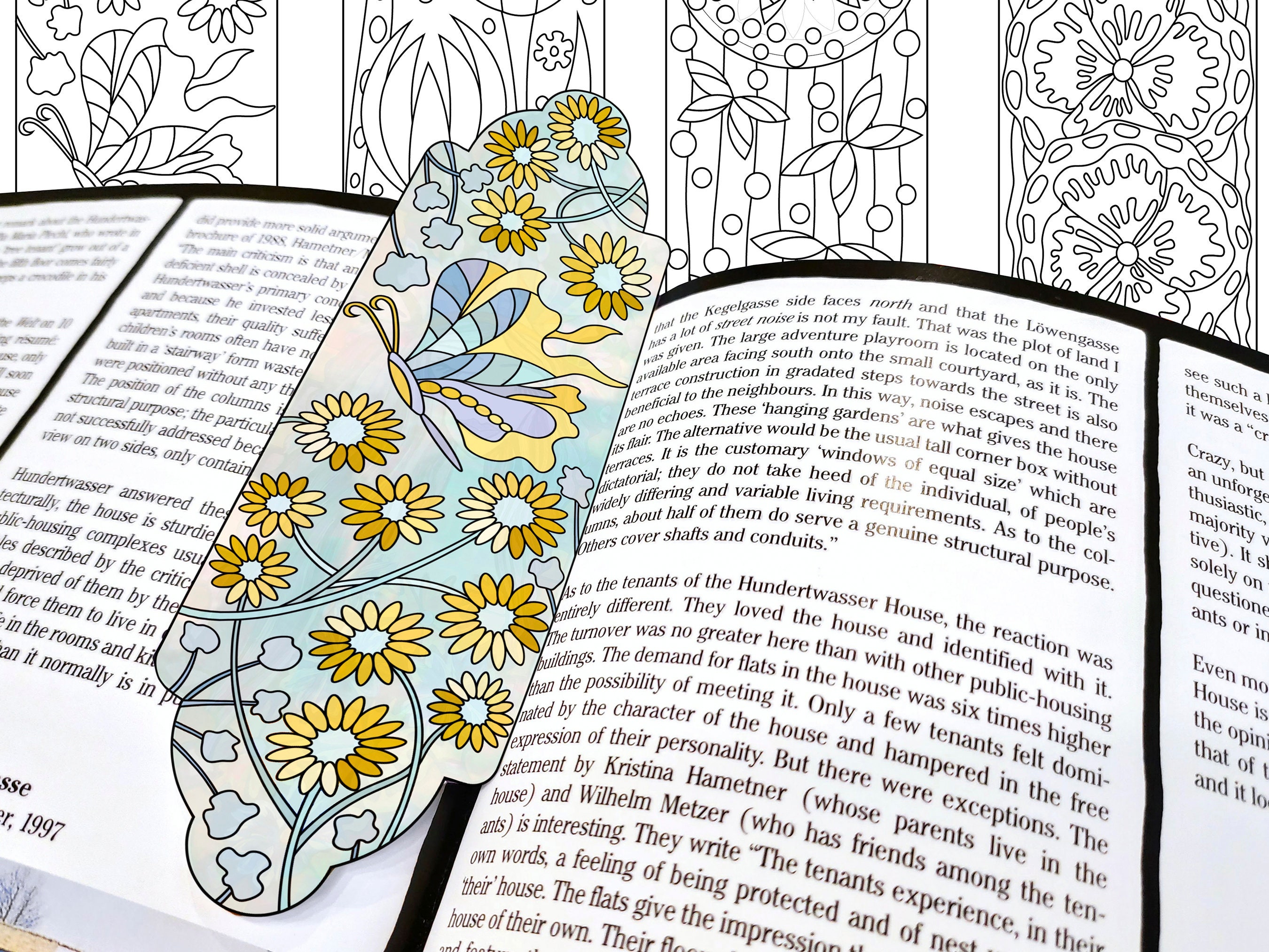 Flower Coloring Bookmark Set of 4 Printable Spring Adult - Etsy