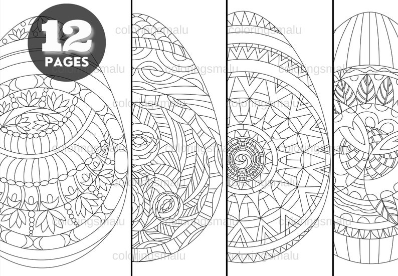 Mandala Easter Egg Coloring Book Printable, 12 Floral Easter Coloring ...