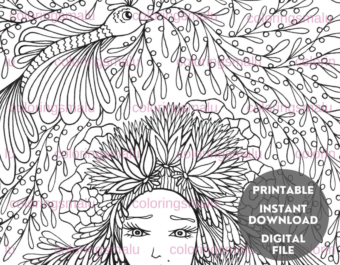 Buy Mavka Printable Fairy Girl Coloring Page for Adult Spring Online in ...