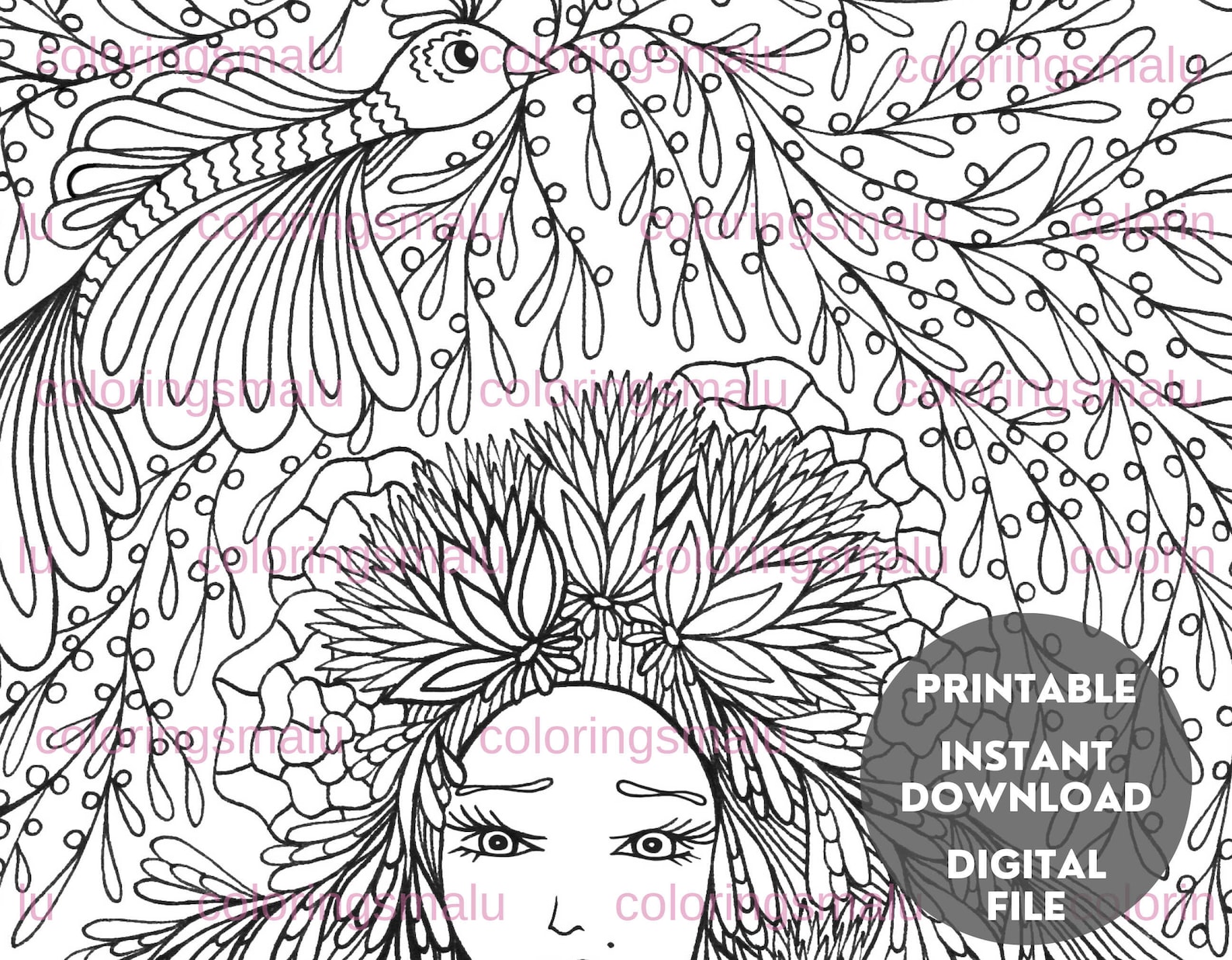 Mavka Printable Fairy Girl Coloring Page for Adult Spring - Etsy