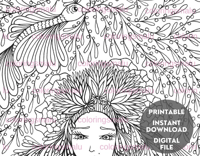 Mavka Printable Fairy Girl Coloring Page for Adult Spring - Etsy