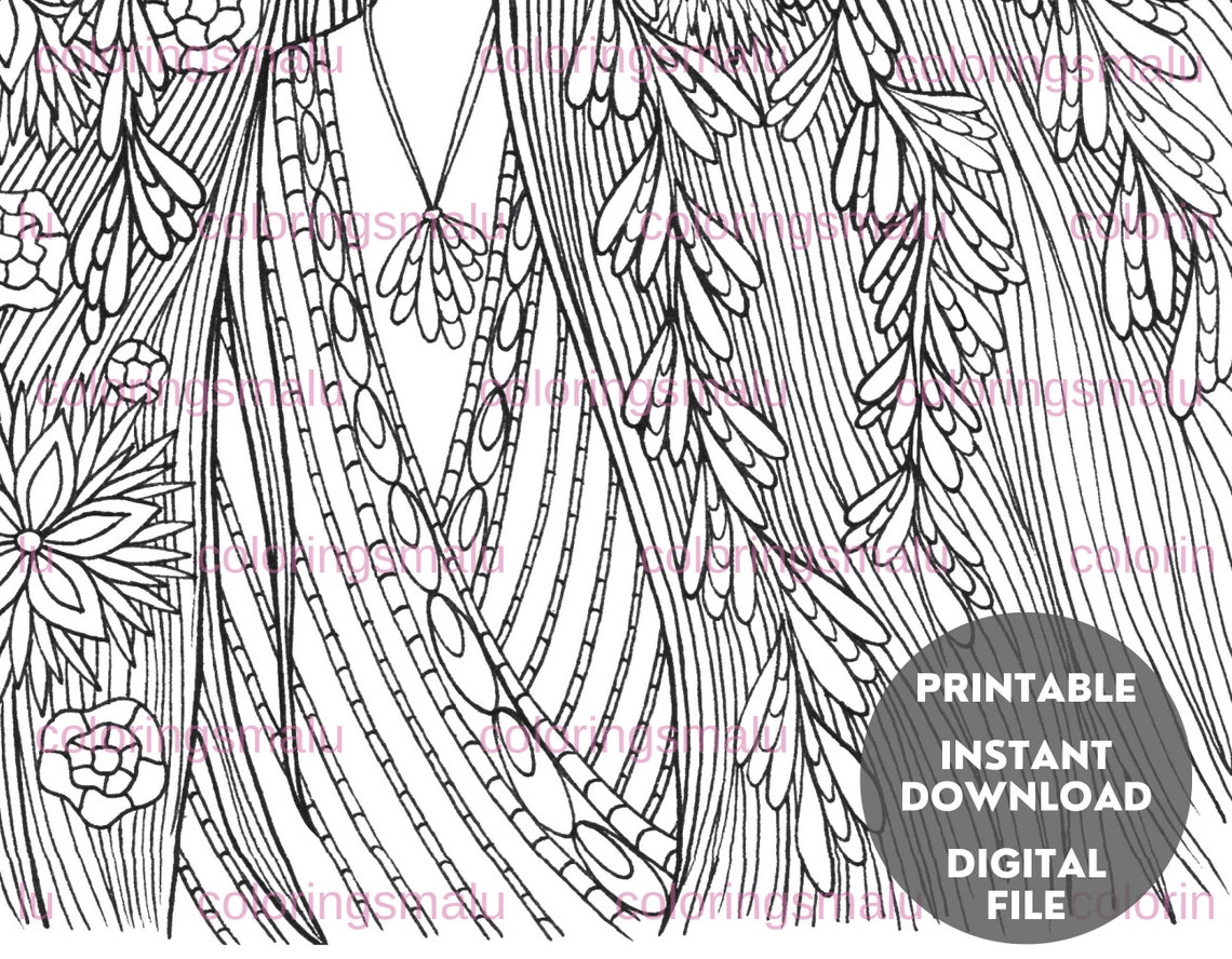 Buy Mavka Printable Fairy Girl Coloring Page for Adult Spring Online in ...