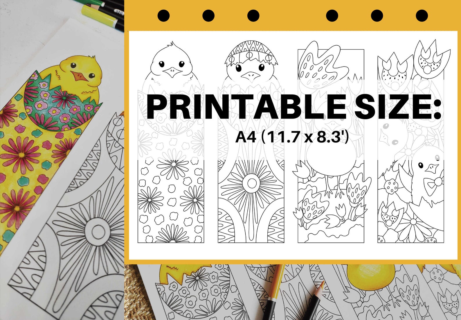 Printable Easter Bookmarks Coloring Page, DIY Easter Chicken Coloring ...