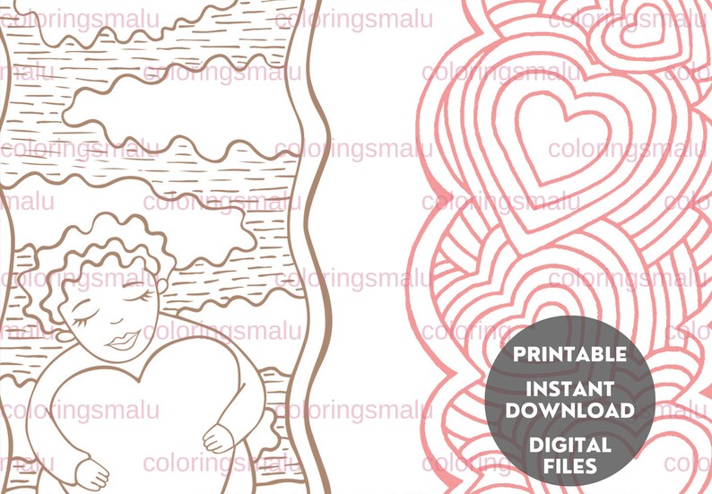 Valentines Day Coloring Bookmarks Printable, Doodle Heart Mini Coloring ...