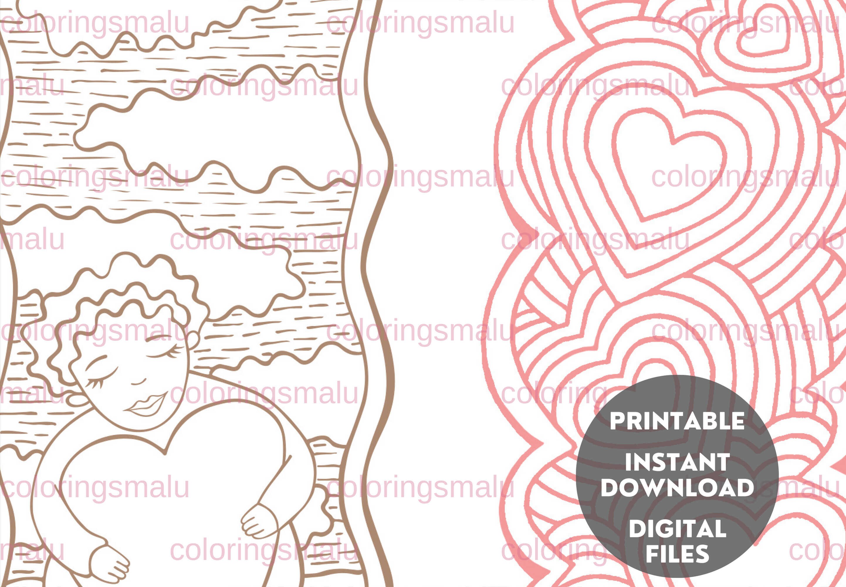 Valentines Day Coloring Bookmarks Printable, Doodle Heart Mini Coloring ...