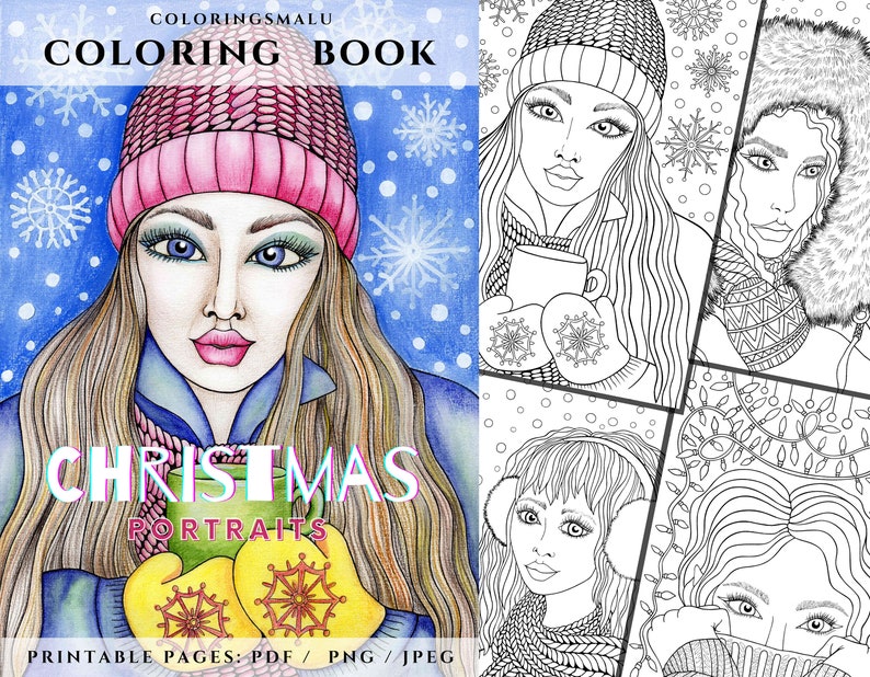 Christmas Adult Coloring Book Printable Winter Coloring Etsy