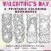 Valentines Day Coloring Bookmarks Printable, Doodle Heart Mini Coloring ...