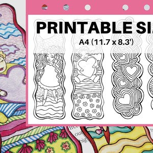 Valentines Day Coloring Bookmarks Printable, Doodle Heart Mini Coloring ...