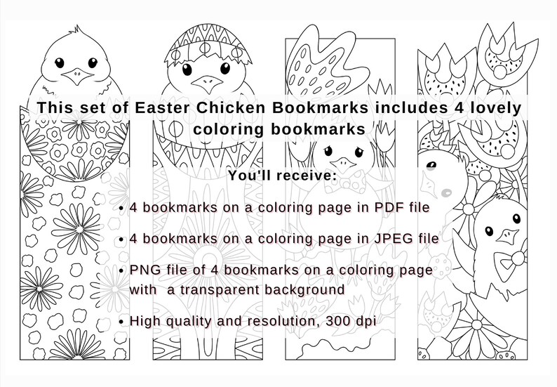 Printable Easter Bookmarks Coloring Page, DIY Easter Chicken Coloring ...