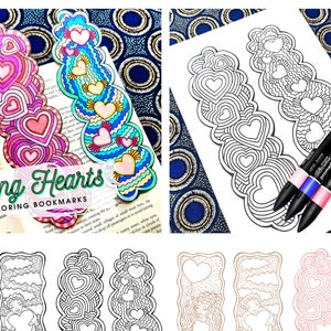 Valentines Day Coloring Bookmarks Printable, Doodle Heart Mini Coloring ...