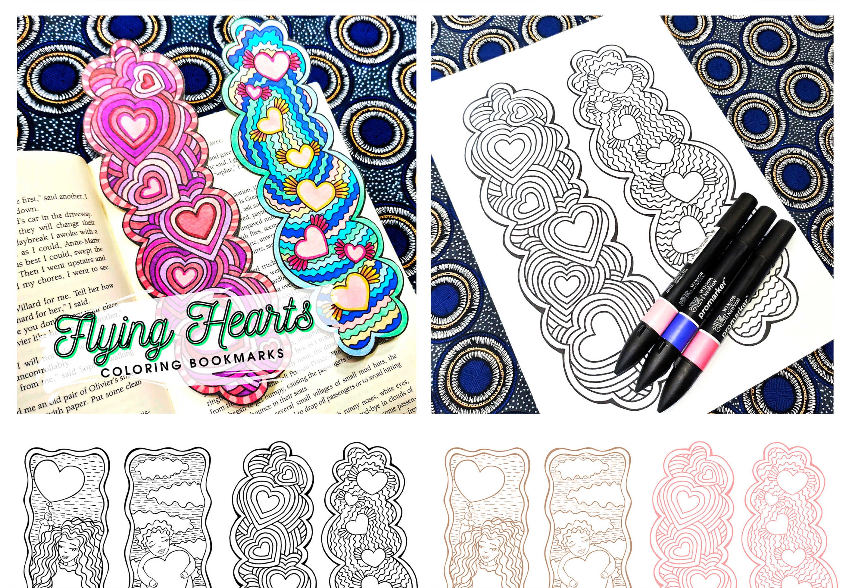 Valentines Day Coloring Bookmarks Printable, Doodle Heart Mini Coloring ...