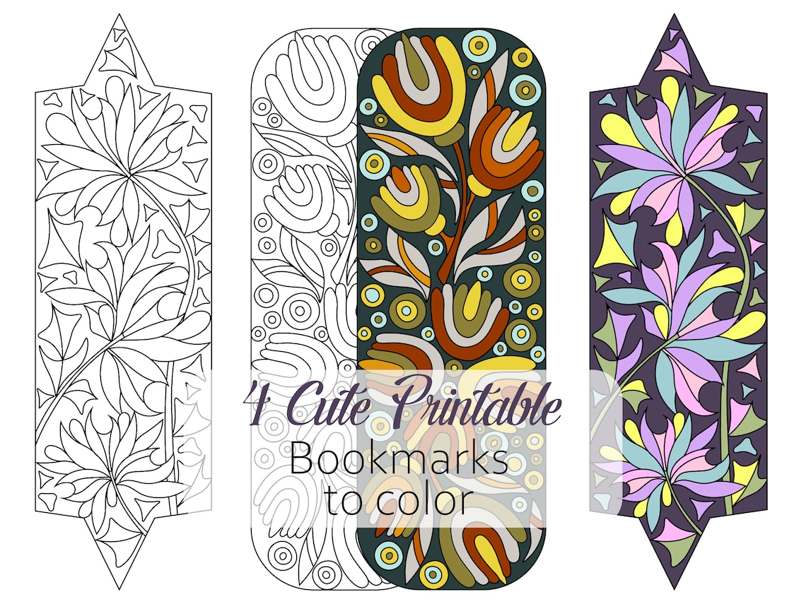 Handmade Bookmarks Set of 4 Coloring Page Printable Fairy Kid | Etsy