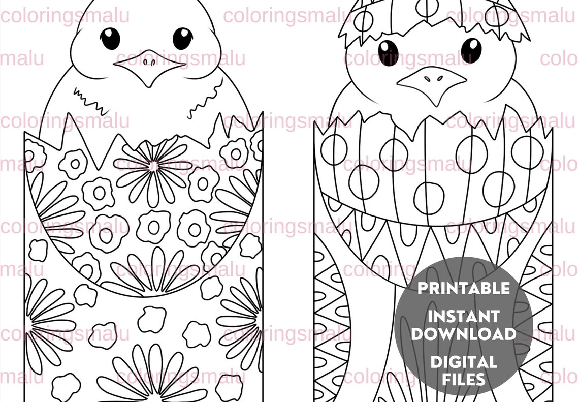 Printable Easter Bookmarks Coloring Page, DIY Easter Chicken Coloring ...