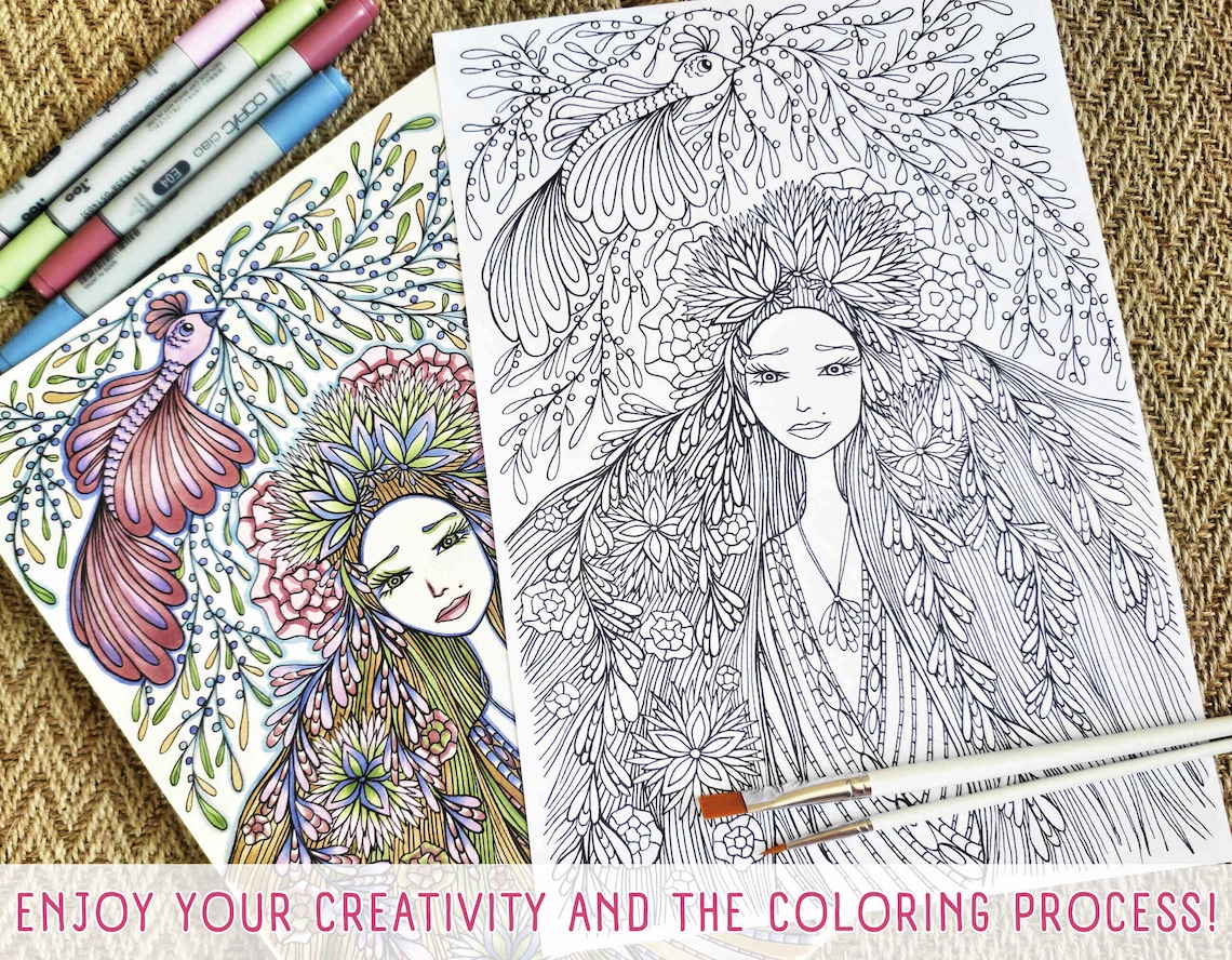 Buy Mavka Printable Fairy Girl Coloring Page for Adult Spring Online in ...
