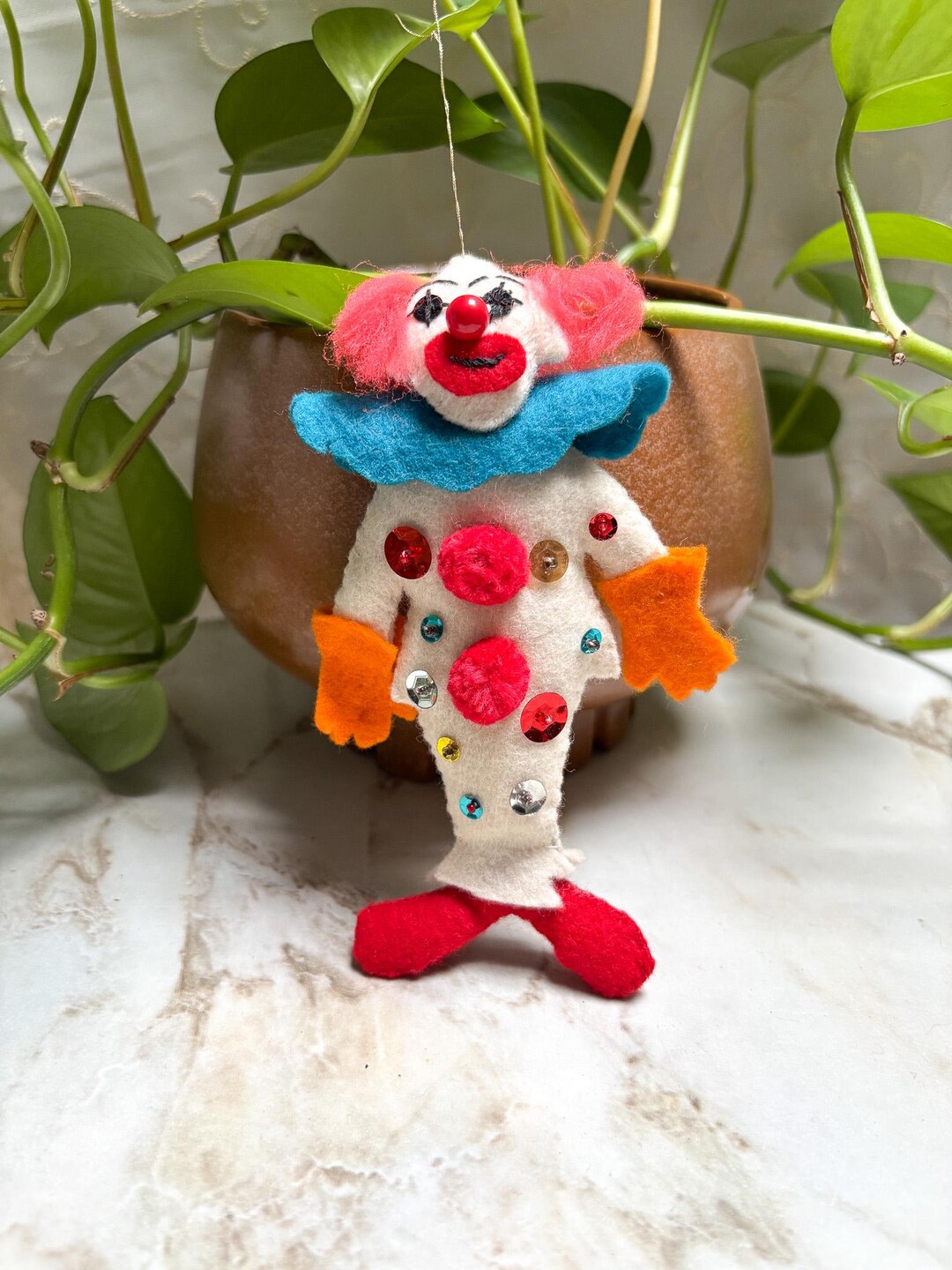 Vintage Felt Clown Ornament, 1960's Retro Kitsch Holiday Christmas ...