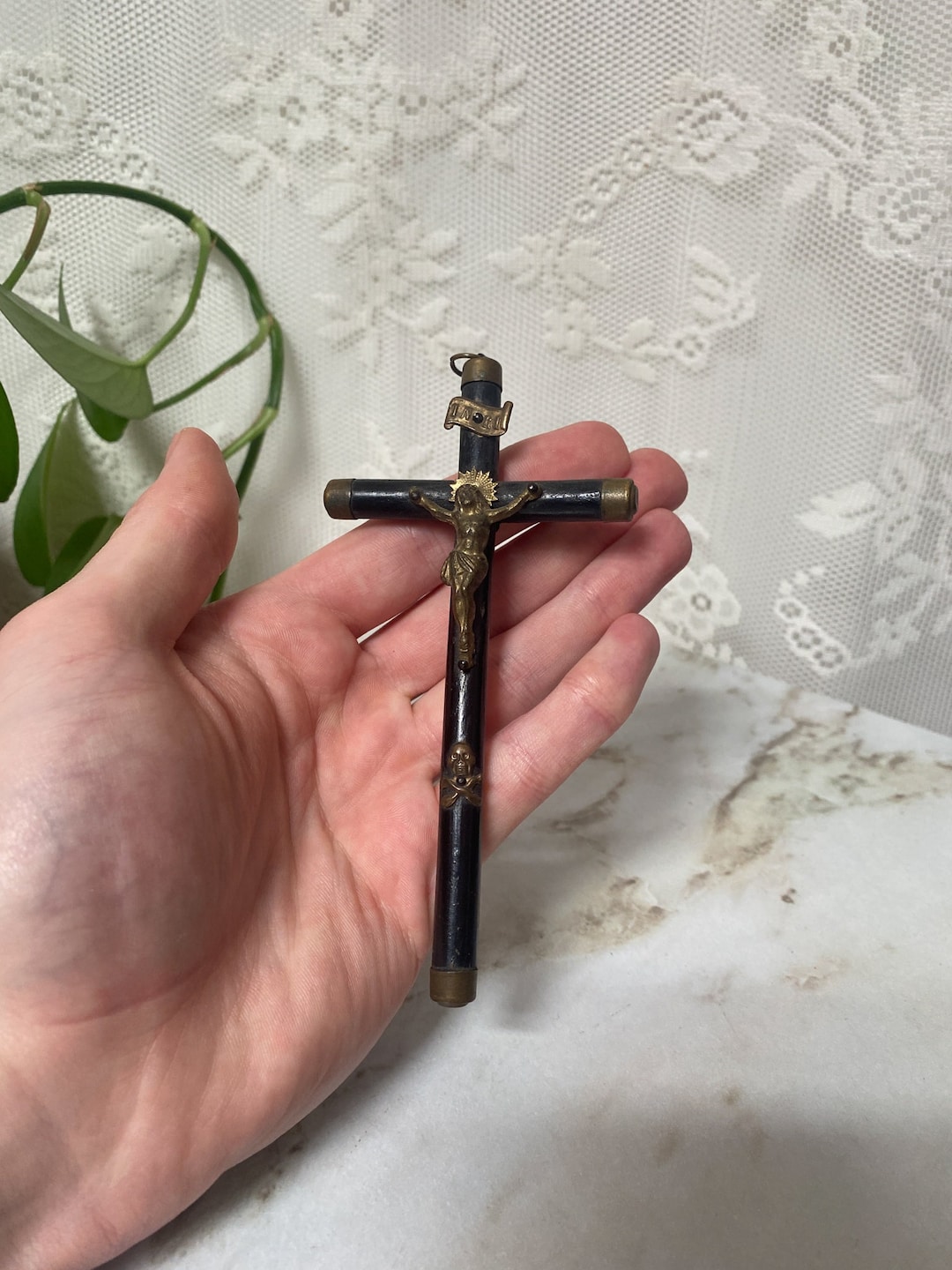 Antique 19th Century Vampire Killing Kit Wooden Crucifix With Skull and ...