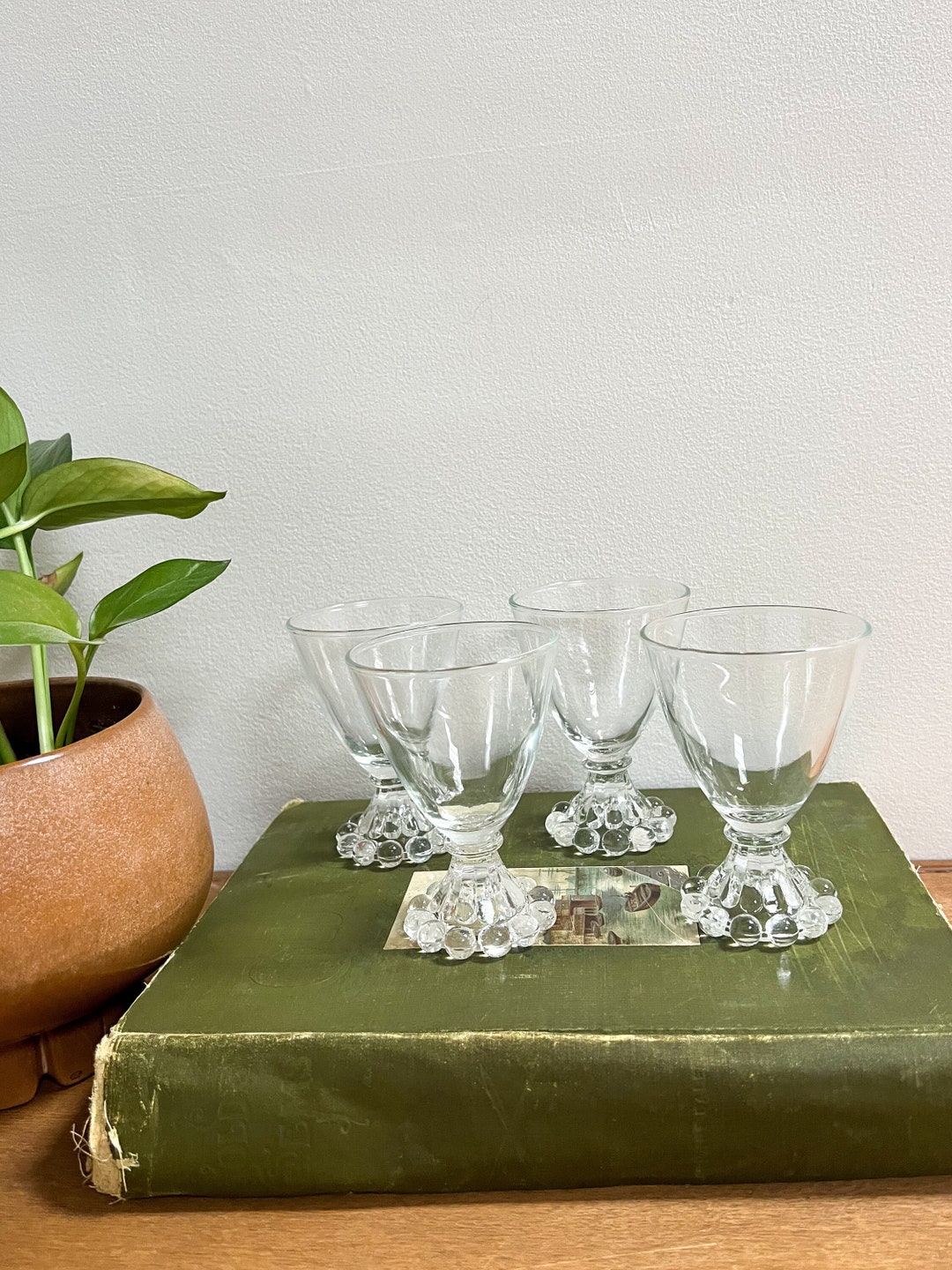 Vintage Anchor Hocking Boopie Glasses Set of 4, 3.75" Tall, Champagne Wine Cocktail Glassware ...