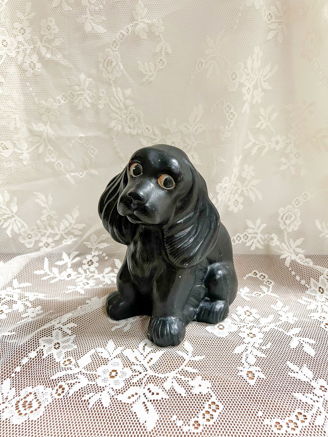 Sweet Vintage Cocker Spaniel Dog Statue, Ceramic Chalkware Figurine 7 ...