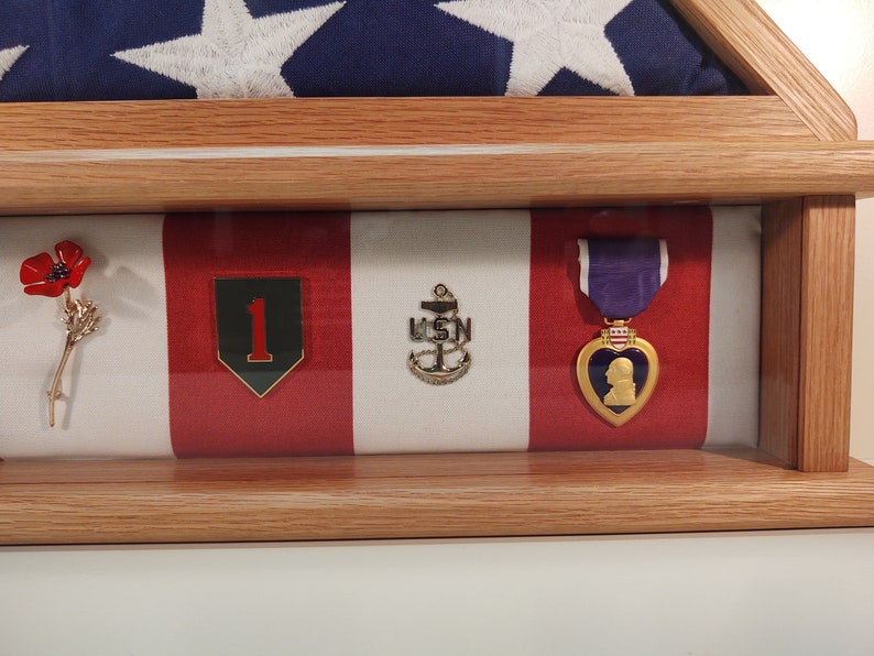 Handmade Oak Memorial Flag Case: Medal & Cremation Urn Display - Etsy