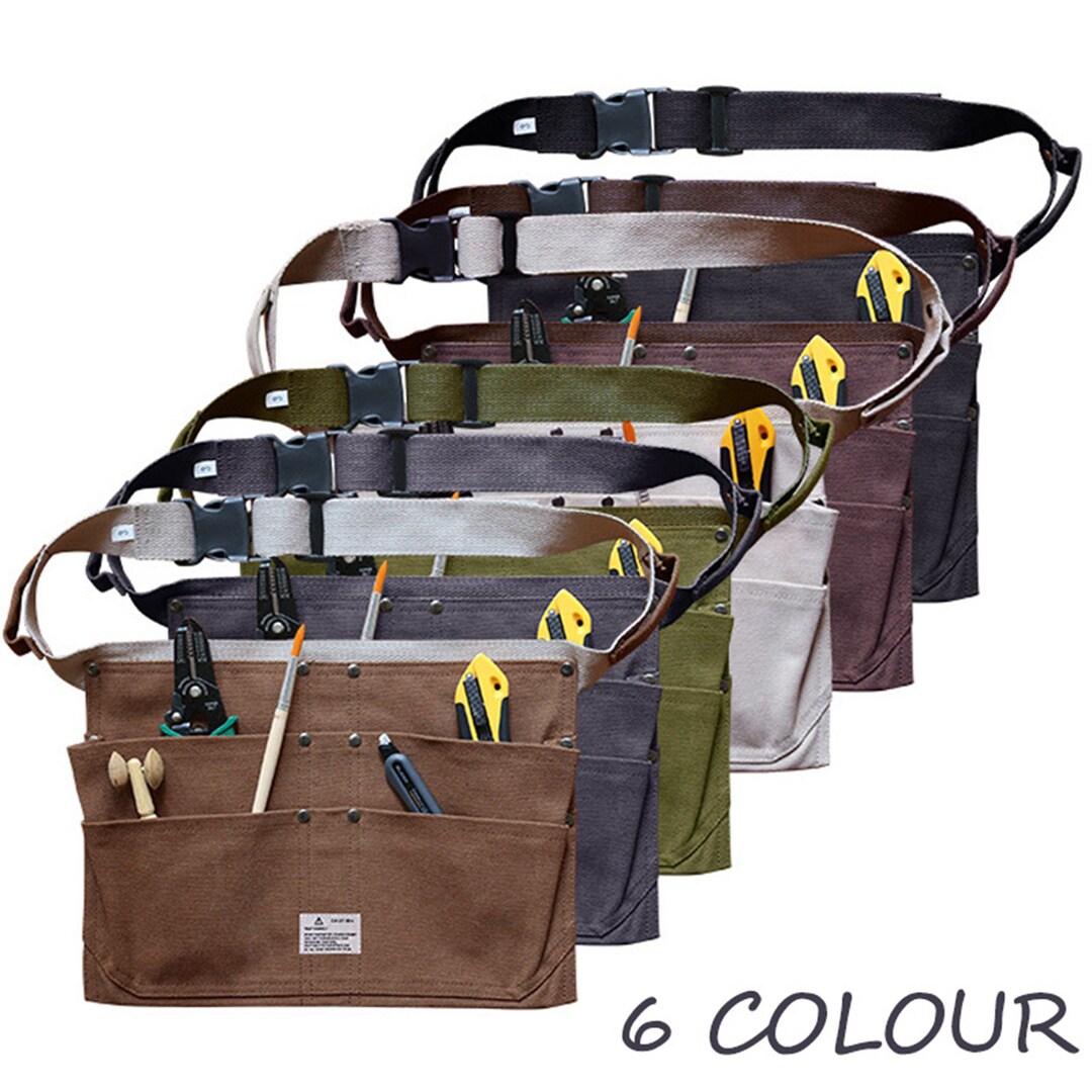 Multi-pocket Canvas Tool Bag Apron With the Adjustable Lace-ups ...