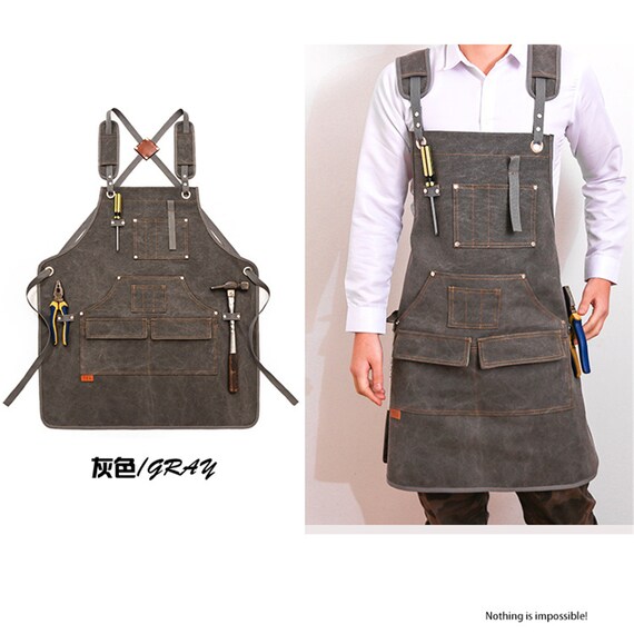 Canvas Tool Apron With Cross Straps Customizable Apron for | Etsy