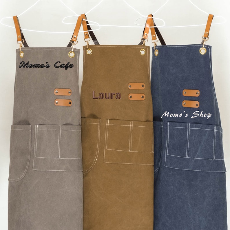 Unisex Tool Apron Personalized/multi-pocket Canvas Aprons/faux Leather ...