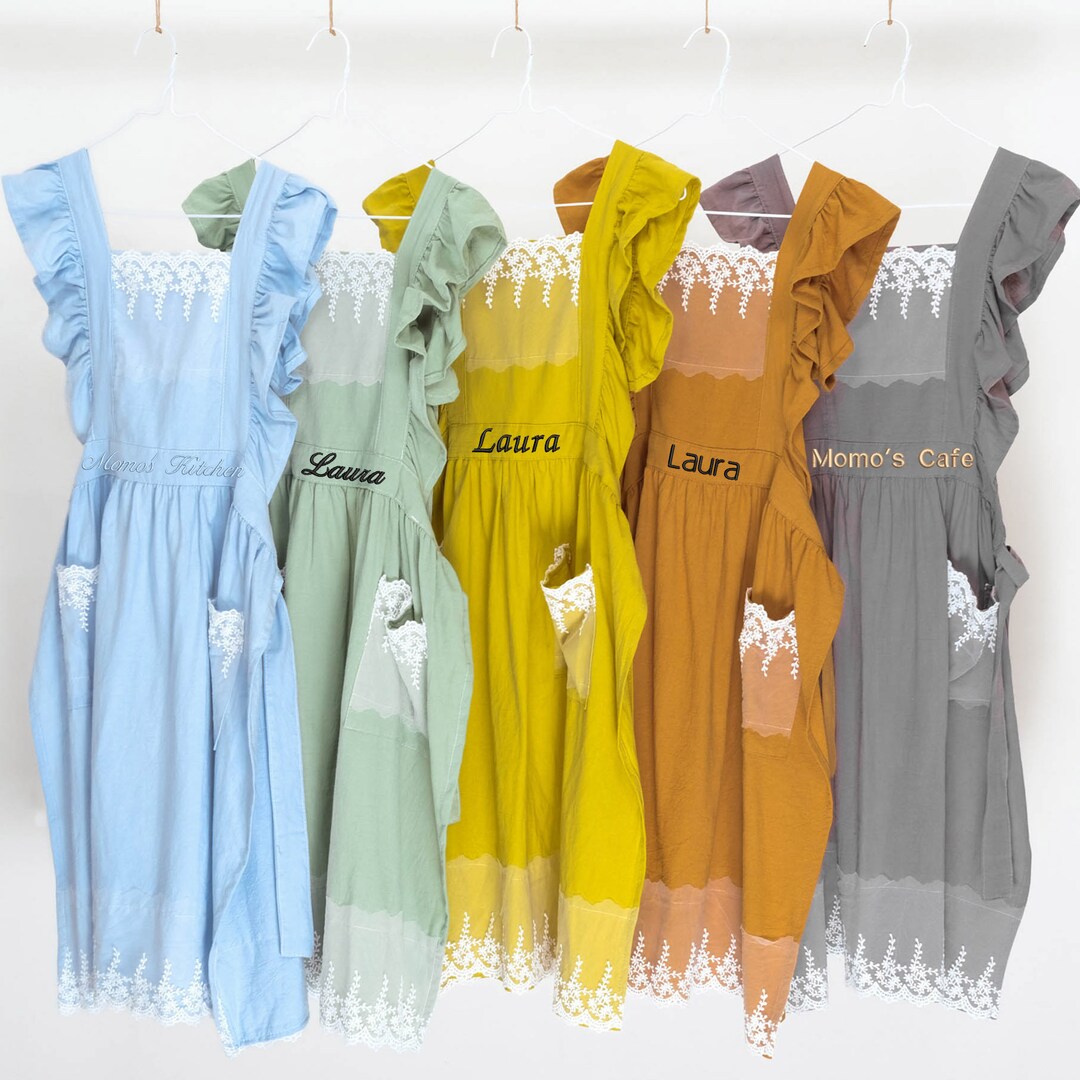 Personalized Embroidered Name Handmade Lace Ladies Apron, Frill ...