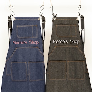 4 Sizes Customizable Logo Blue Denim Aprons for Men/women , Hairdresser ...