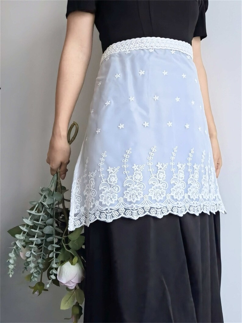 Lace Embroidered Vintage Flowers Half Apron, Kitchen Cooking/garden ...