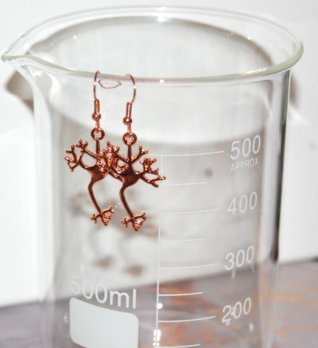 Rose Gold Neuron Earrings: Science Jewelry Gift - Etsy