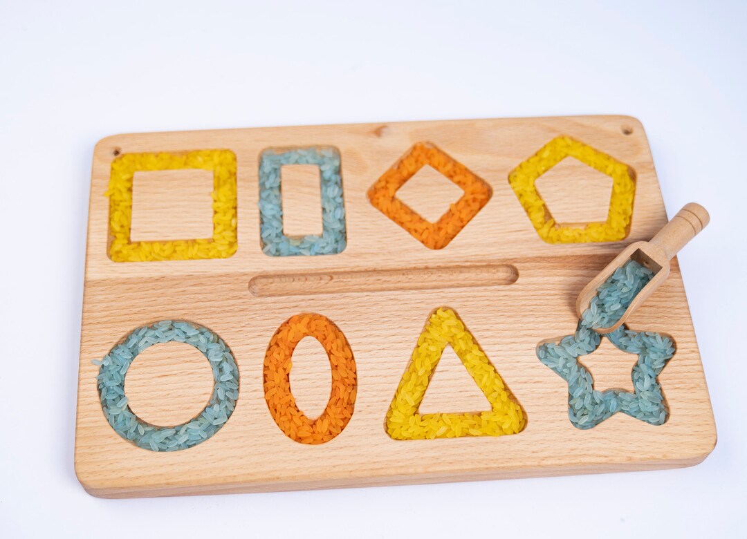 Double-sided Geometry Lines and Shapes Tracing Board. Montessori Wooden ...