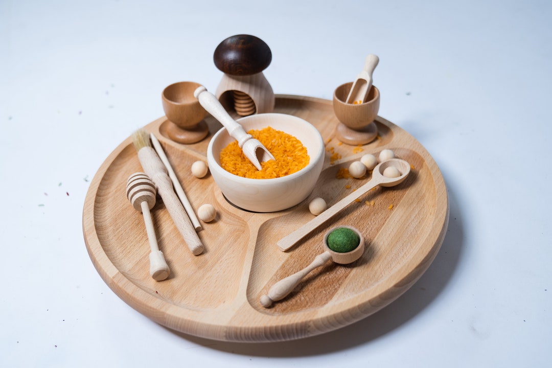 Open Ended Wooden Kitchen Utensils Toy Set for Kids. Montessori and ...