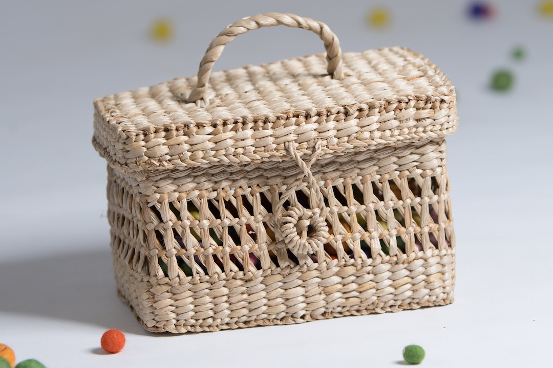 Natural Basket Made of Cattail Leaf. Storage Case. - Etsy
